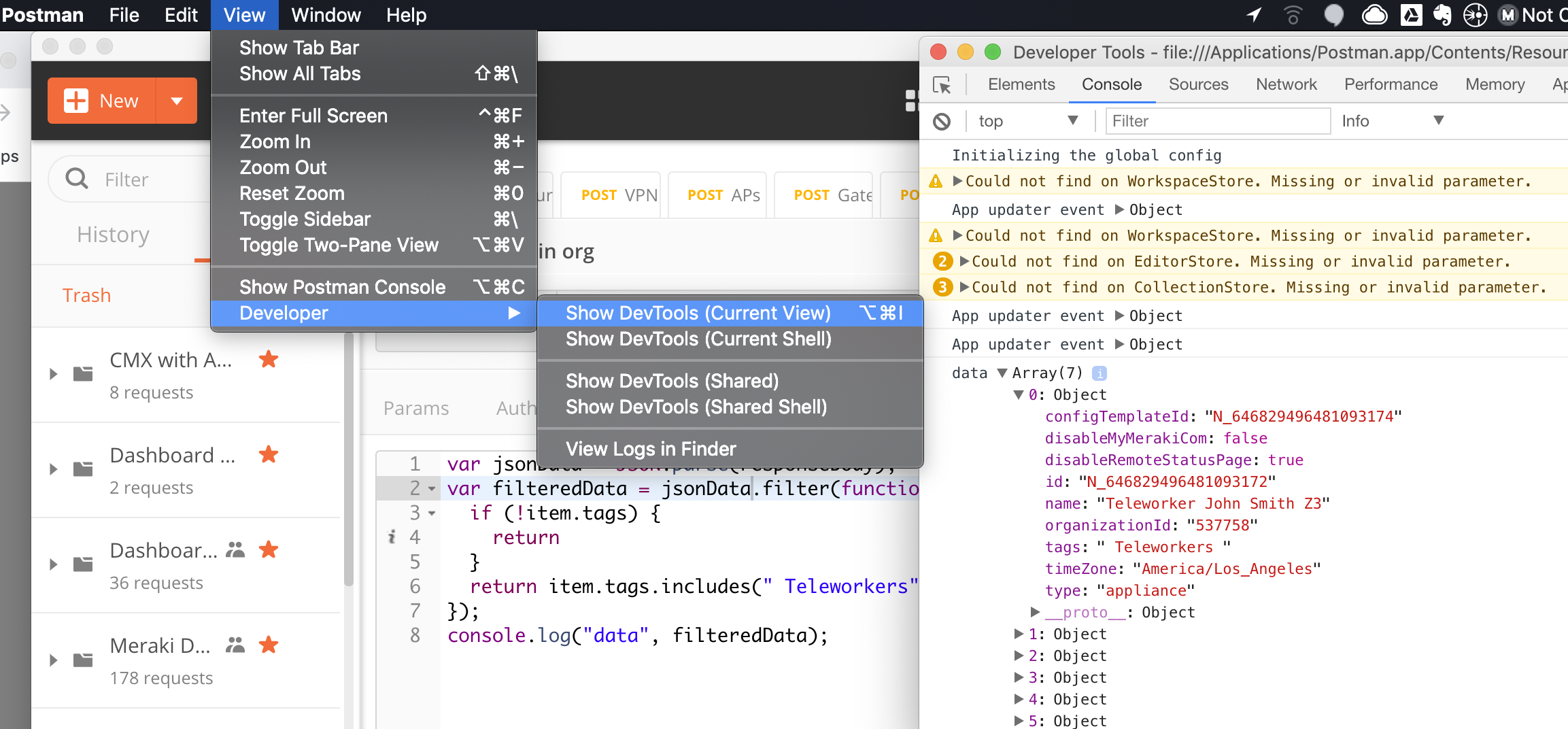 Postman : filter the output of a GET request - The Meraki Community