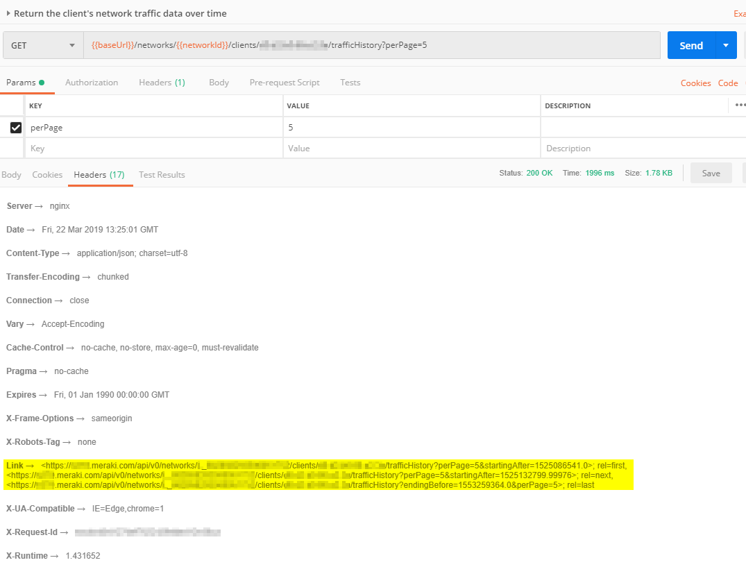 Solved: Query params are ignored - The Meraki Community
