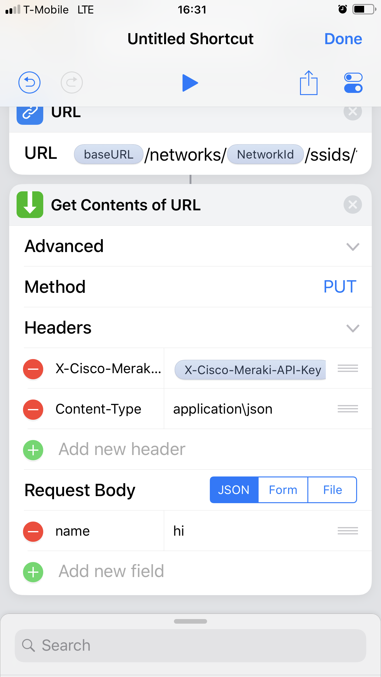 Solved: iOS Shortcuts Rest API (PUT) - The Meraki Community